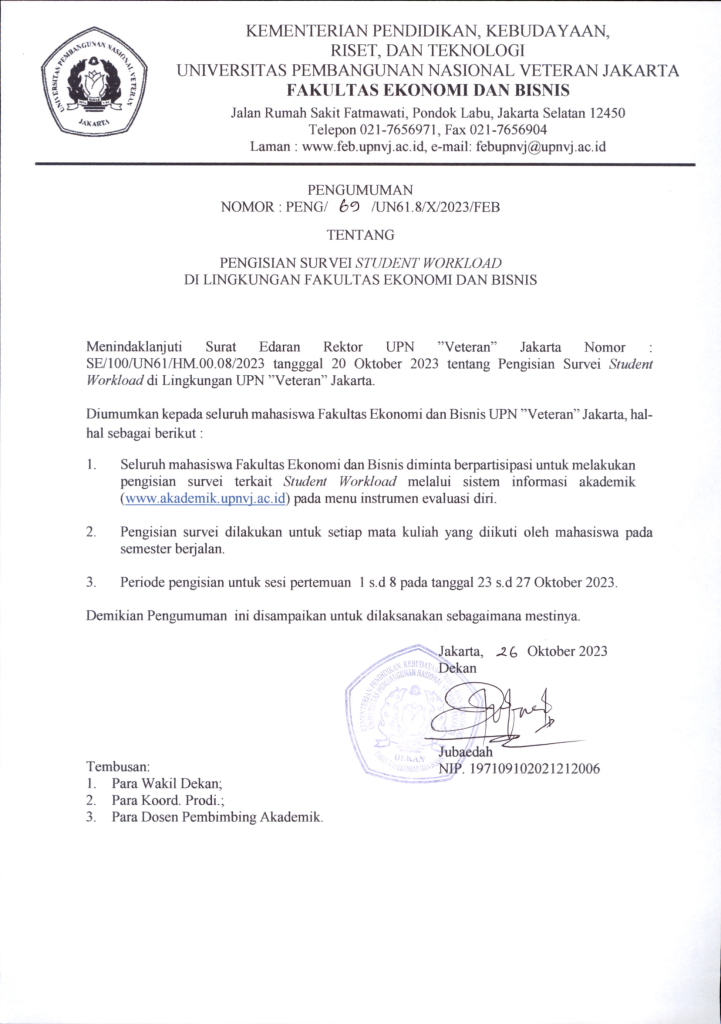 Pengumuman Pengisian Survey Student Workload | Fakultas Ekonomi dan ...